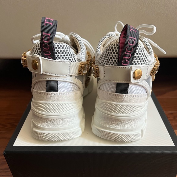 Gucci | Shoes | Gucci Sneaker With Detailed Gold Accent And Rhinestones ...